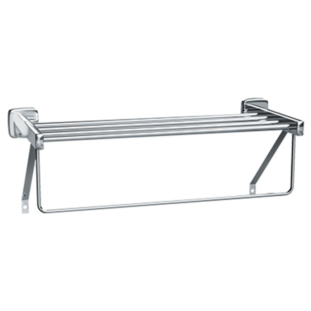 ASI 7310-18 Towel Shelf w/ Drying Rod & Support Bracket Surface Mounte ...
